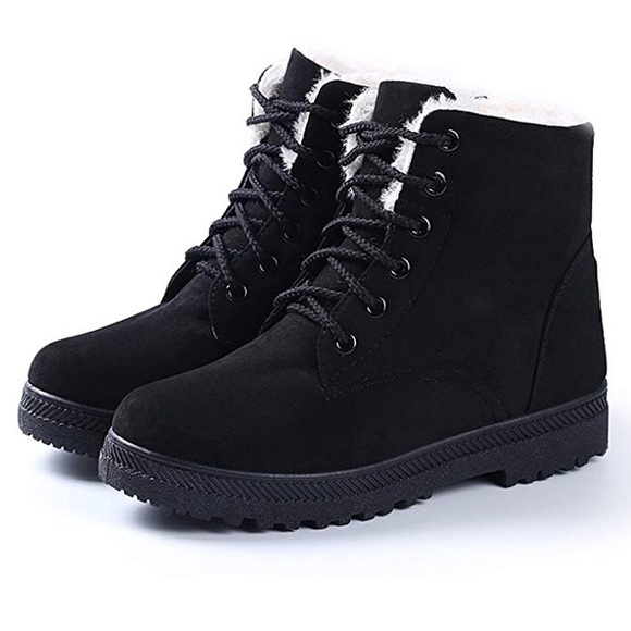 Shoes | Faux Suede Lace Up Fur Boots | Poshmark